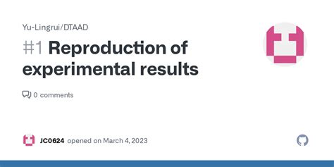 Reproduction Of Experimental Results · Issue 1 · Yu Lingrui Dtaad · Github