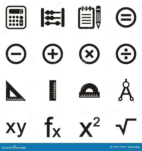 Math Icons Set Stock Vector Illustration Of Mathematics 118711729 Math Icons Set Stock Vector Illustration Of Mathematics 118711729