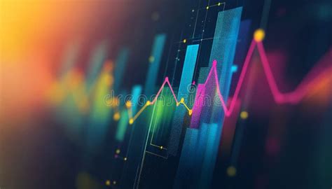 Dynamic Data Visualization With Vibrant Line Chart And Bar Graph Over Abstract Backdrop Stock