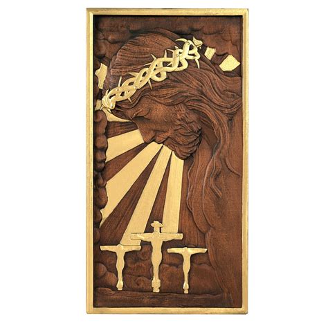 Crucifix Religious Mural Solid Wood Decoration Catholic Art Altar Wall