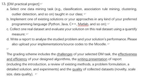 Dm Practical Project A ﻿select One Data Mining Task