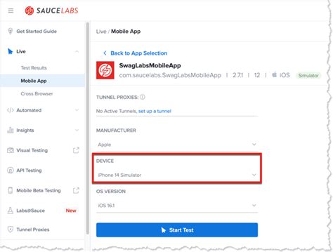 how to inspect element on iphone sauce labs