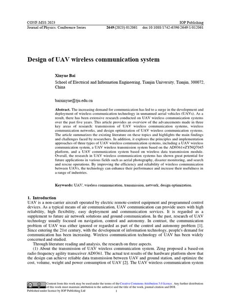 Design Of Uav Wireless Communication System Pdf Orthogonal Frequency Division Multiplexing