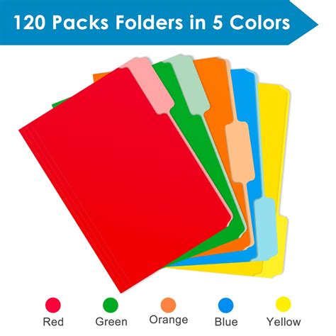 Gloween 120 Pack File Folders Two Tone Color File Folders Letter Size 1 3 Cut Tabs Assorted