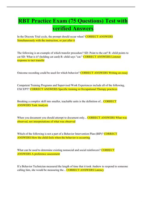 Rbt Practice Exam 75 Questions Test With Verified Answers Rbt Stuvia Us