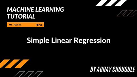 Simple Linear Regression Ml Part1 Hindi Python Machinelearning Hindi Youtube