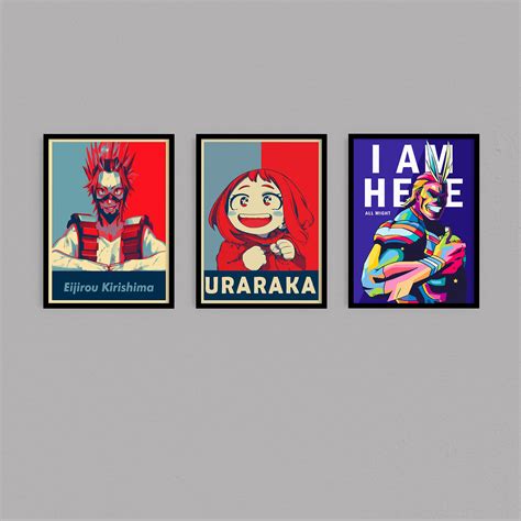 My Hero Academia Poster Set Of 9 Printable Anime Poster Anime T