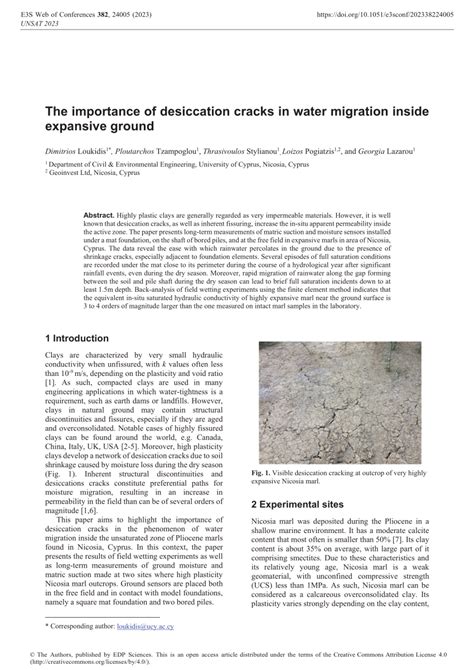 Pdf The Importance Of Desiccation Cracks In Water Migration Inside