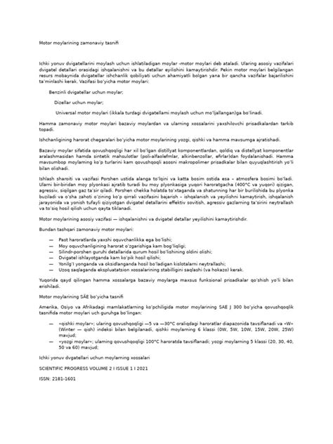 Mator Moylarining Zamonaviy Tasnifi Pdf