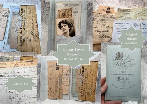 Antique French Document Wallet Digital Junk Journal Folio Printable