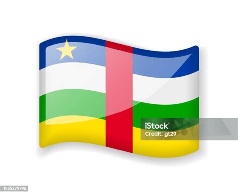 중앙 아프리카 공화국 국기 물결 모양의 깃발 밝은 광택 아이콘 0명에 대한 스톡 벡터 아트 및 기타 이미지 0명 3차원 형태 곡선 Istock