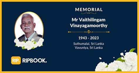 Late Vaithilingam Vinayagamoorthy Ripbook