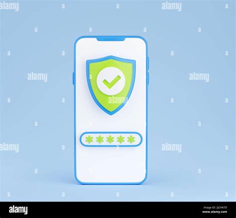 Personal Data Secure 3d Render Checkmark Shield And Password Field On