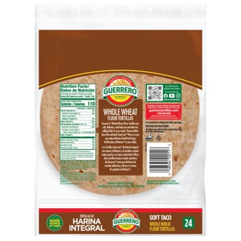 Guerrero Whole Wheat Soft Taco Size Flour Tortillas 24 Count Kroger
