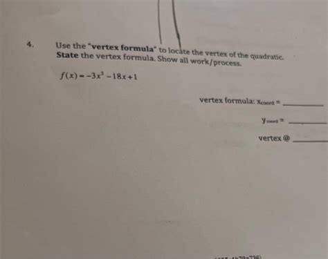 Solved Use The Vertex Formula To Locate The Vertex Of The Chegg Com