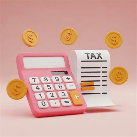 Pink Calculator With Tax Receipt And Floating Gold Coins On A Pastel
