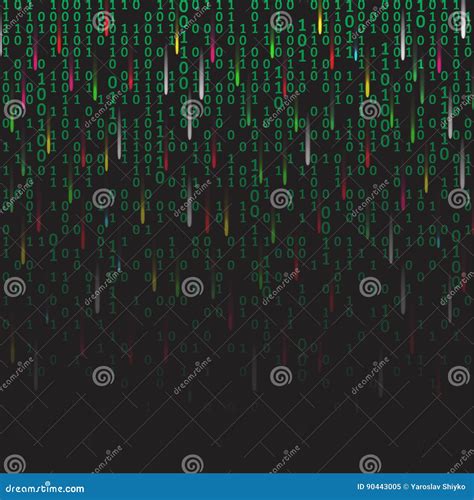 Binary Code Green And Dark Background With Fireworks Digits On Screen