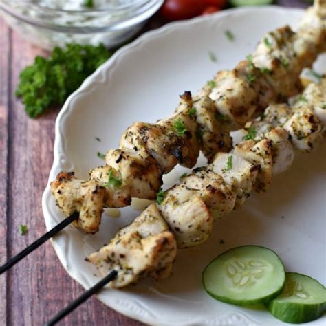 Easy Greek Grilled Chicken Kebabs The Gingered Whisk