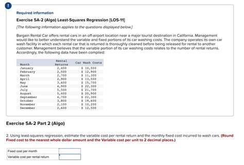 Solved Exercise 5a 2 Algo Least Squares Regression