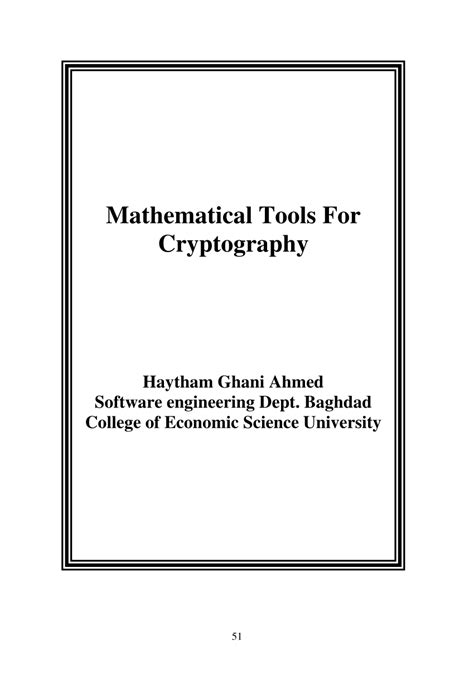 Pdf Mathematical Tools For Cryptography
