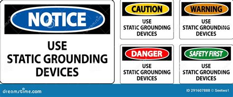Warning Sign Use Static Grounding Devices Stock Vector Illustration Of Dangerous Beware