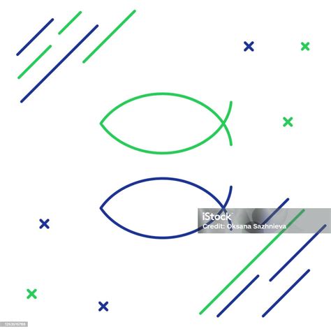 흰색 배경에 고립 된 라인 기독교 물고기 기호 아이콘 예수 물고기 기호 다채로운 개요 개념 벡터 교회에 대한 스톡 벡터 아트 및 기타 이미지 Istock