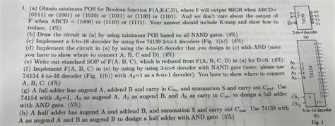 Solved 1 A Obtain Minimum Pos For Boolean Function