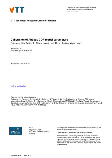 Pdf Calibration Of Abaqus Cdp Model Parameters Alexis Fedoroff