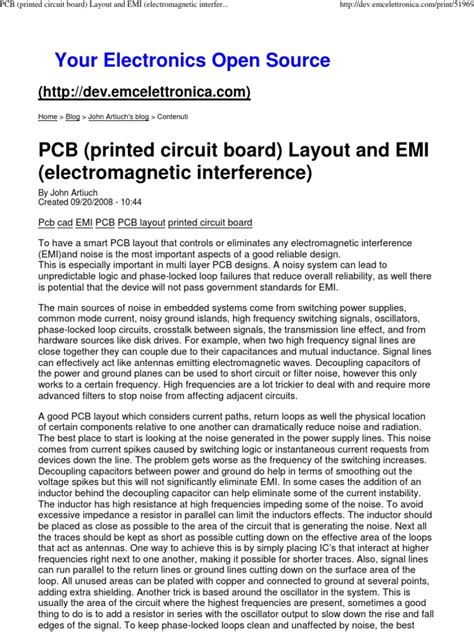 Pcb Printed Circuit Board Layout And Emi Electromagnetic I Pdf Electromagnetic