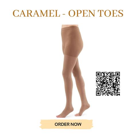 Medi Duomed Smooth ระดับเต็มตัว Pantyhose สีเนื้อคาราเมล เปิดปลายเท้า