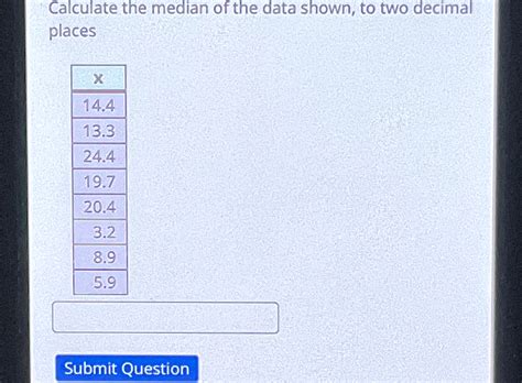 Solved Calculate The Median Of The Data Shown To Two Chegg Com