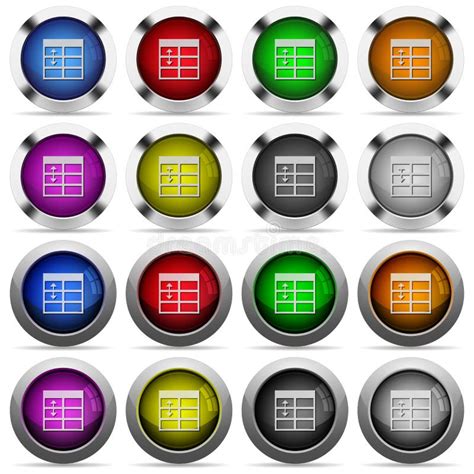 Adjust Table Row Height Flat Icon Set On Color Square Background Stock