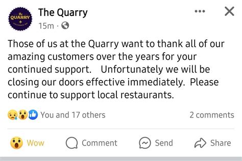 The Quarry Closing Immediately Rcolumbiamo