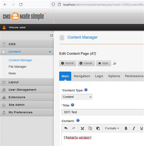 Github Sromanhucve 2023 43352 Cmsmadesimple Ssti Content Ssti