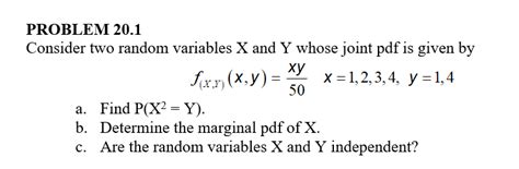Solved Problem 201 Consider Two Random Variables X And Y