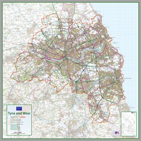 Newcastle Tyne And Wear County Map Tiger Moon