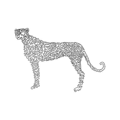 Premium Vector Continuous Curve Line Drawing Of A Ferocious Cheetah