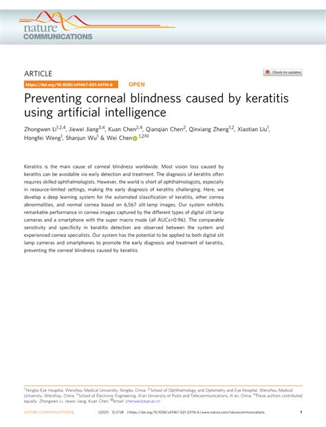 Preventing Corneal Blindness Caused By Keratitis Using Artificial Intelligence Docslib