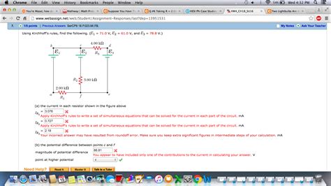 Solved Using Kirchhoff S Rules Find The Following Chegg Com