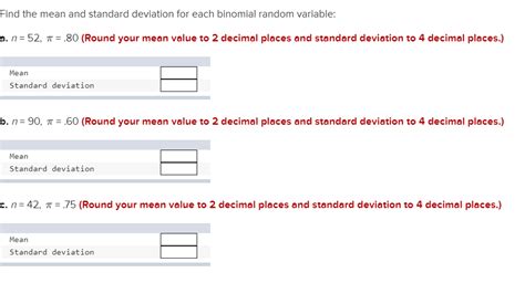 Solved Find The Mean And Standard Deviation For Each