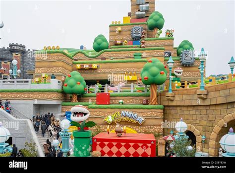 Osaka Japan January 9 2024 Nintendo Characters And Park Scenery