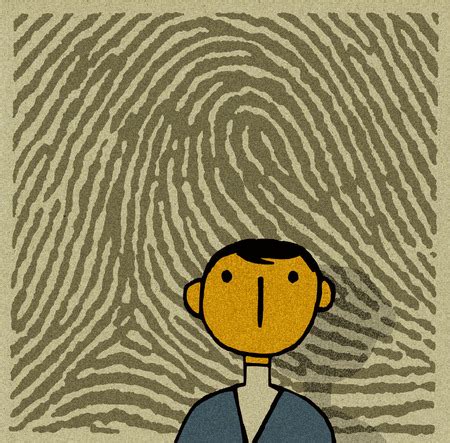 Stock Illustration Man Standing In Front Of Fingerprint