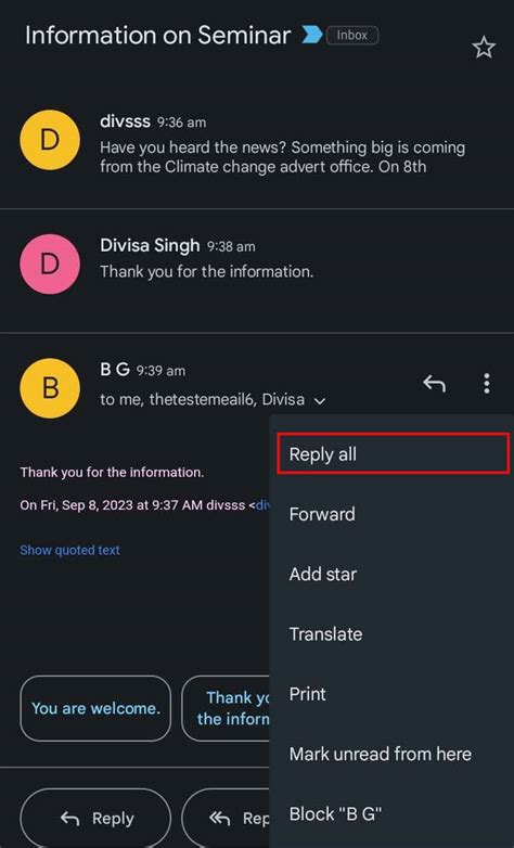 how to perform reply all in gmail