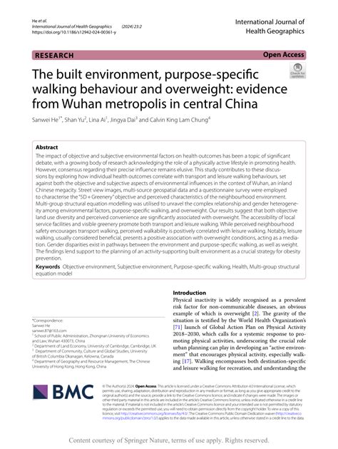 Pdf The Built Environment Purpose Specific Walking Behaviour And Overweight Evidence From