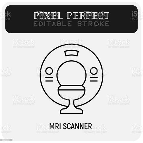 Mri 스캐너 씬 라인 아이콘 종양학 탐지를 위한 의료 장비 픽셀 완벽 편집 가능한 스트로크 벡터 그림입니다 Cat 스캔에 대한 스톡 벡터 아트 및 기타 이미지 Istock