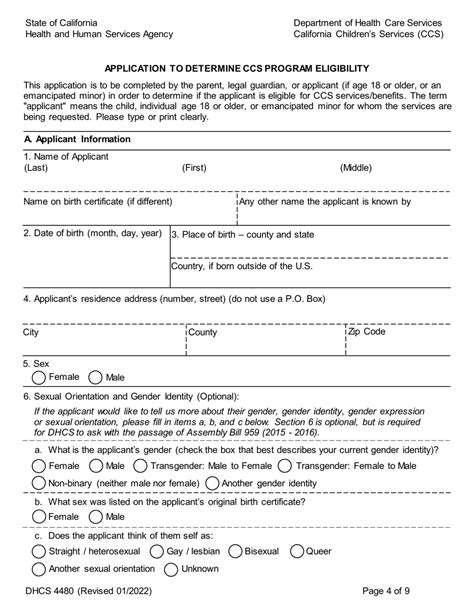 Form Dhcs4480 Download Fillable Pdf Or Fill Online Application To Determine Ccs Program