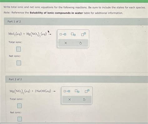 solved write total ionic and net ionic equations for the