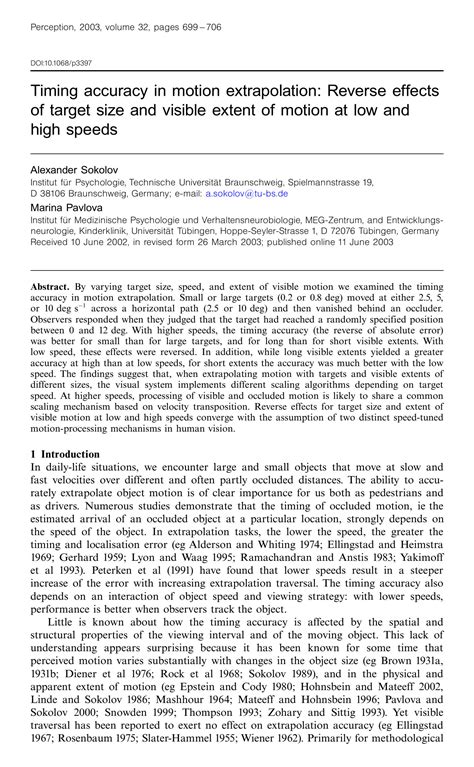Solution Timing Accuracy In Motion Extrapolation Reverse Effects Of Target Size And Visible