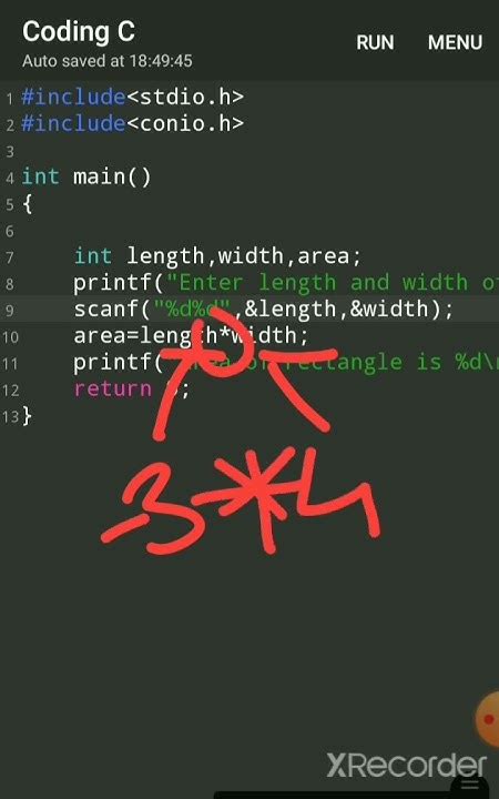Area Of Rectangle C Program C Program Area Of Rectangle C Program