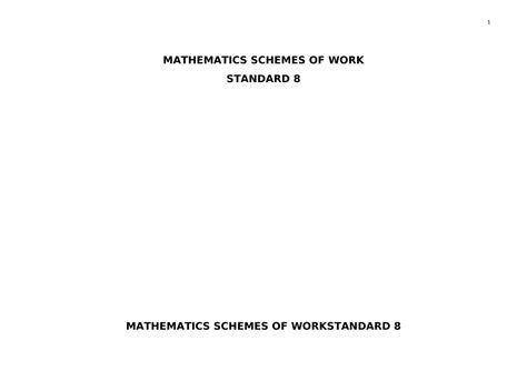 Mathematics Std 8 Schemes Of Work Mathematics Schemes Of Work Standard 8 Mathematics Schemes